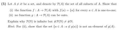 Solved Let A Be A Set And Denote By P A The Set Of Chegg Com