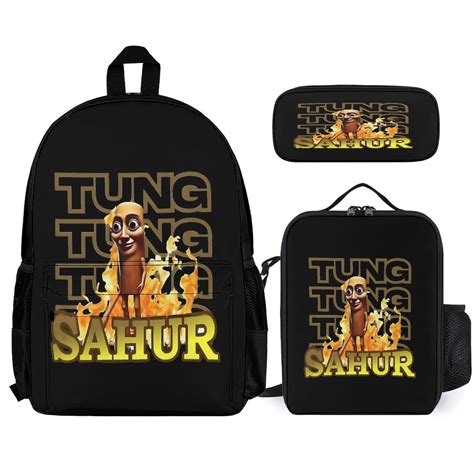 3pcs Tung Tung Tung Sahu R Backpacks Set Backpack With Lunch Box Pencil