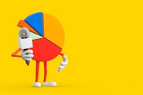 정보 그래픽 비즈니스 파이 차트 캐릭터 현대 크롬 마이크를 가진 사람 3d 렌더링 금융에 대한 스톡 사진 및 기타 이미지 금융 노랑 다이어그램 Istock