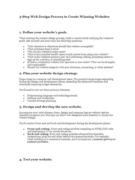 5 step website pdf websites web design