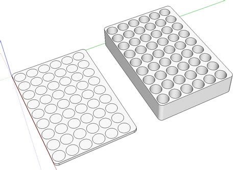 Make Object With Cylindrical Holes Every 14mm Lengthwise And 13 4mm Widthwise Sketchup