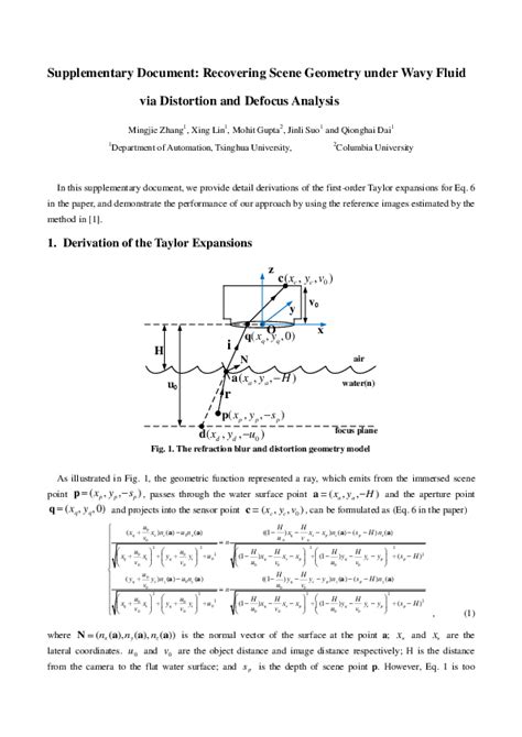 Pdf Recovering Scene Geometry Under Wavy Fluid Via Distortion And