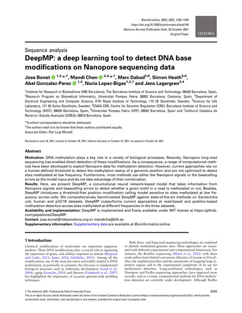 Pdf Deepmp A Deep Learning Tool To Detect Dna Base Modifications On