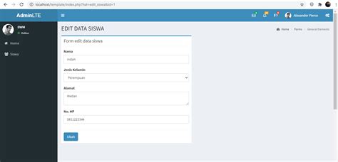 Aplikasi Crud Menggunakan Template Admin Lte