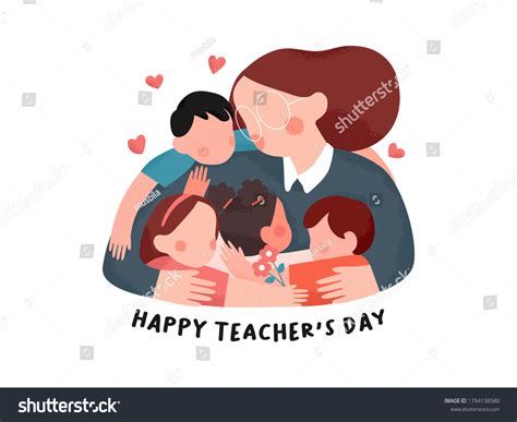 180 Ilustraciones De Alumnos Abrazando Maestra Ilustraciones