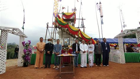 Dvb ရှမ်းတော်လှန်ရေးစတင်ခဲ့သူ စဝ်နွဲ့ဆောယန္တ၏ အရိုးအိုးဂူသွင်း အမှတ်တရ စေတီတည် ဓာတ်ပုံ