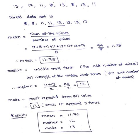 b compute the mean median and mode for the following data set when