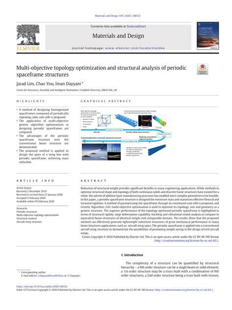 Pdf Multi Objective Topology Optimization And Structural Analysis Of Periodic Spaceframe