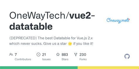 github onewaytech vue2 datatable deprecated the best datatable for vue js 2 x which never