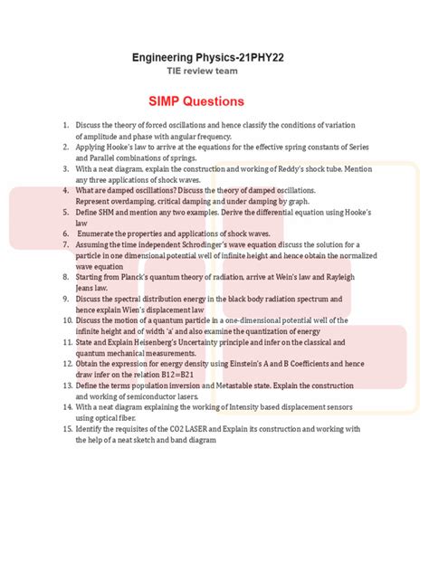 Engg Phy Super Important Questions By Tie Pdf Electron Waves