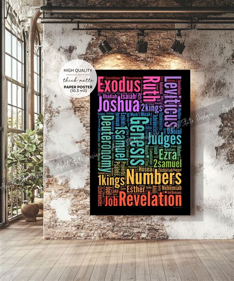 Books Of The Bible Word Art Matte Poster Colorful Christian