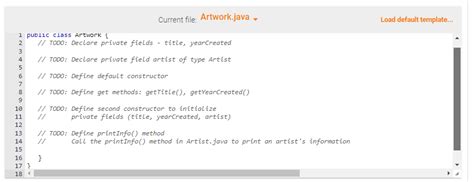 Solved Current File Artistjava Load Default Template