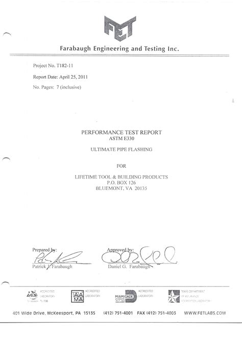 Astm E330 02 Static Load Test Lifetime Tool And Building Products Llc