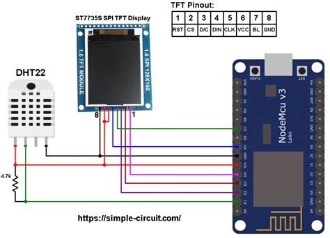 interfacing nodemcu with dht22 sensor and st7735 tft