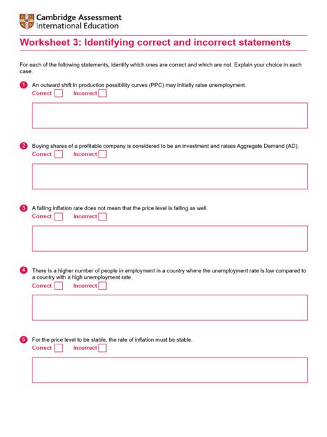 Ao1 Worksheet 3 Identifying Correct And Incorrect Statements Pdf