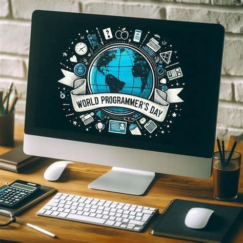 World Programmers Day A Computer Screen With A World Of The Worlds Day