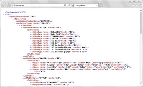 concepts cad drawing database xml structure