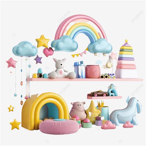 어린이 방 큰 세트 화려한 장식 밝은 Png 일러스트 및 이미지 에 대한 무료 다운로드 Pngtree