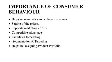 Importance Of Consumer Behaviour Pptx