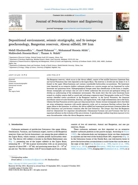 Depositional Environment Seismic Stratigraphy And Sr Isotope Pdf Sedimentary Rock Limestone