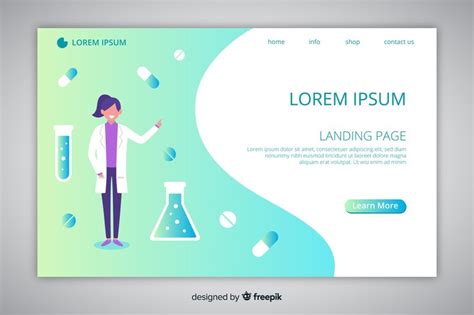 온라인 약국 방문 페이지 템플릿 무료 벡터