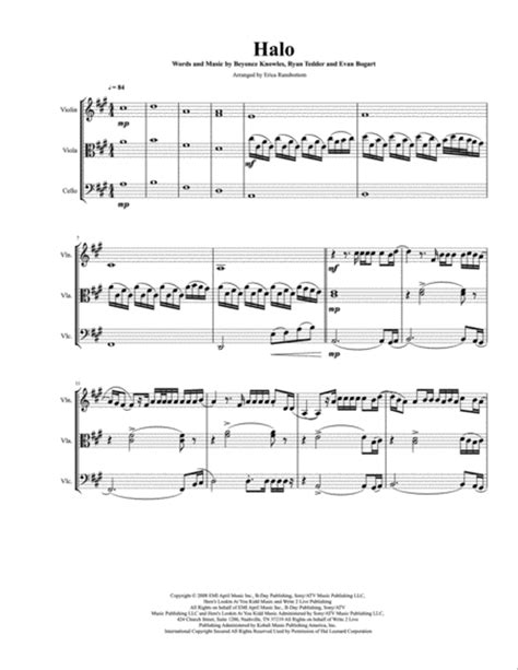 Halo By Beyonce Viola Violin String Trio Advanced Digital Sheet
