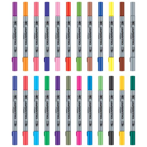 Calligraphy Twin Tip Brush Pen 24 Pcs Set Addgel