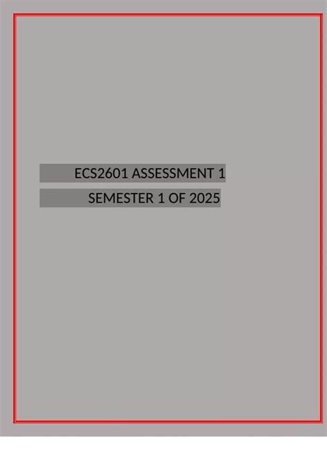 Ecs2601 Assignment 1 Semester 1 2025 Intermediate Microeconomics