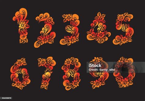 아름 다운 꽃 숫자 숫자를 벡터 합니다 그림 그리기활동 낙서 그림 숫자 기호 고풍스런에 대한 스톡 벡터 아트 및 기타 이미지 고풍스런 교육 귀여운 Istock