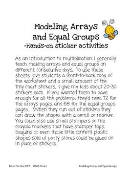 Modeling Arrays And Equal Groups By From The Hive TpT