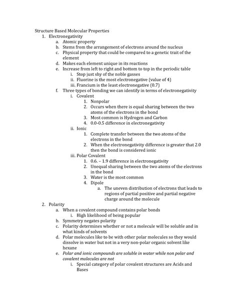 Lecture 4 Notes Structure Based Molecular Properties Structure Based