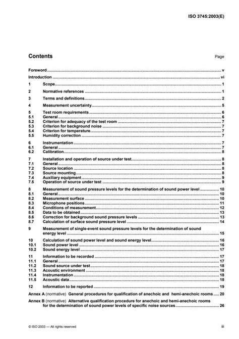 Iso 3745 2003 Acoustics — Determination Of Sound Power Levels Of