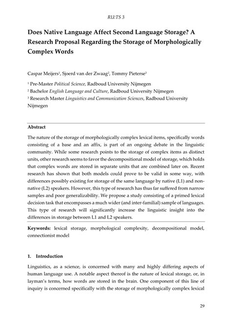 Pdf Does Native Language Affect Second Language Storage A Research Proposal Regarding The