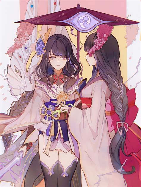 Raiden Shogun And Makoto Genshin Impact Drawn By Saoshouwenqingtian Danbooru