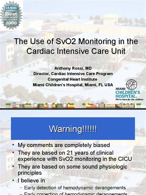 The Use Of Svo2 Monitoring In The Cardiac Intensive Care Unit