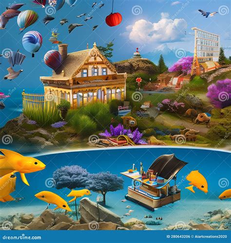 A Surreal Dreamscape With Floating Objects Whimsical Characters And Imaginative Landscapes