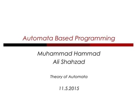 Automata Based Programming Ppt