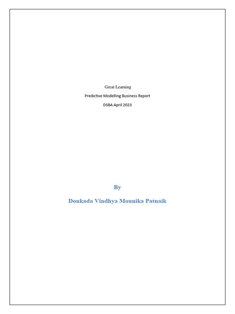 Business Report Pdf Coefficient Of Determination Mean Squared Error