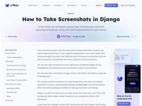 how to take screenshots in django urlbox