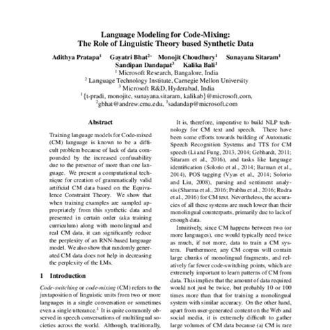 Language Modeling For Code Mixing The Role Of Linguistic Theory Based