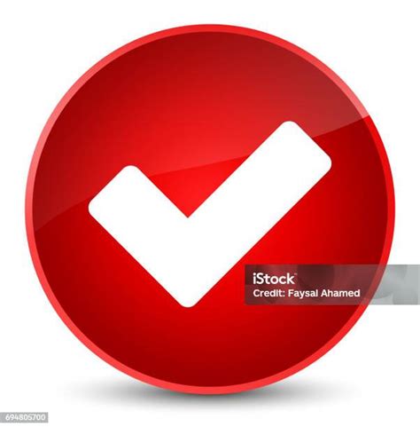 Validate Icon Elegant Red Round Button Stock Illustration Download Image Now Check Mark