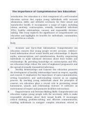 Exploring The Benefits Of Comprehensive Sex Education Course Hero