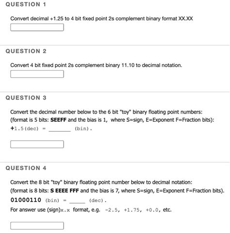 solved question 1 convert decimal 1 25 to 4 bit fixed point