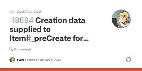 Creation Data Supplied To Itemprecreate For Unlinked Token Actors Is