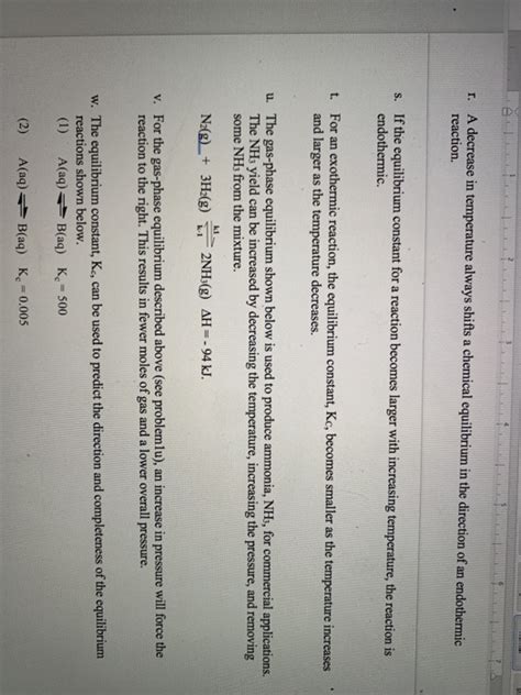 Solved 1 A Decrease In Temperature Always Shifts A Chemical