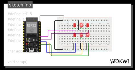 Esp 32 Ligar Um Led De Cada Vez Wokwi Esp32 Stm32 Arduino Simulator