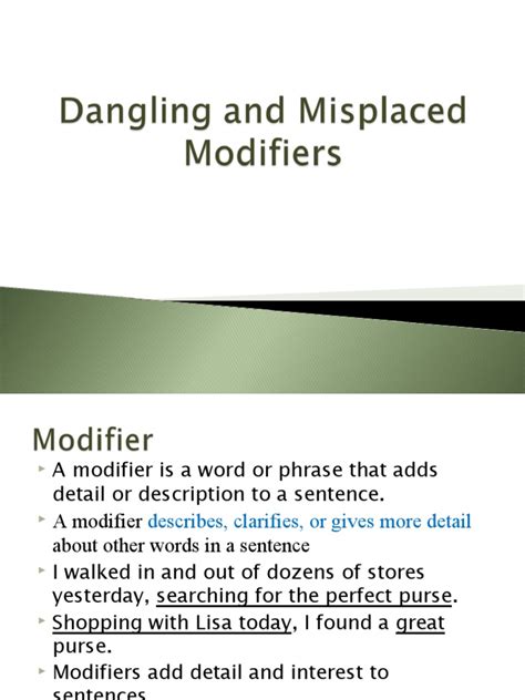 Lecture 103 Dangling And Misplaced Modifiers Pdf Grammar