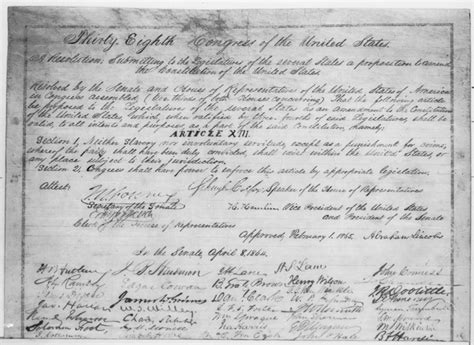 January 31 1865 Congressional Passage Of The Thirteenth Amendment
