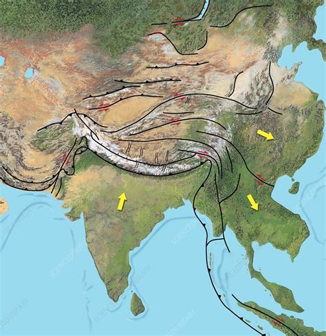 Tectonic Map Of Asia Stock Image C002 3915 Science Photo Library