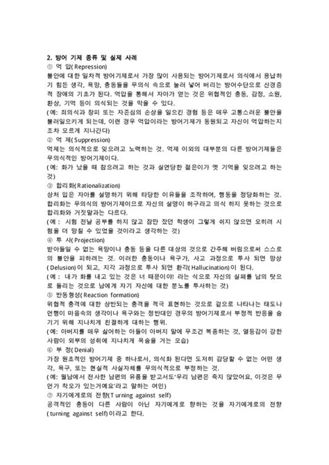 방어기제 프로이드 방어기제에 대한 실제 사례를 기술하시오 사회과학